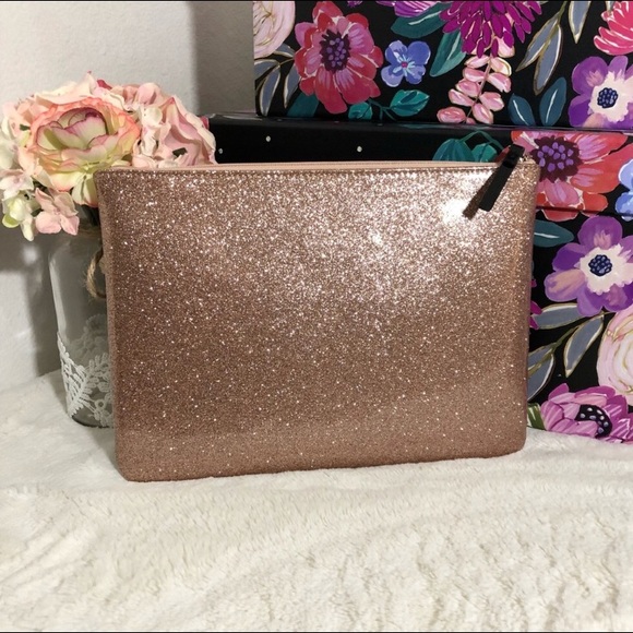kate spade | Bags | Kate Spade Rose Gold Glitter Pouch | Poshmark